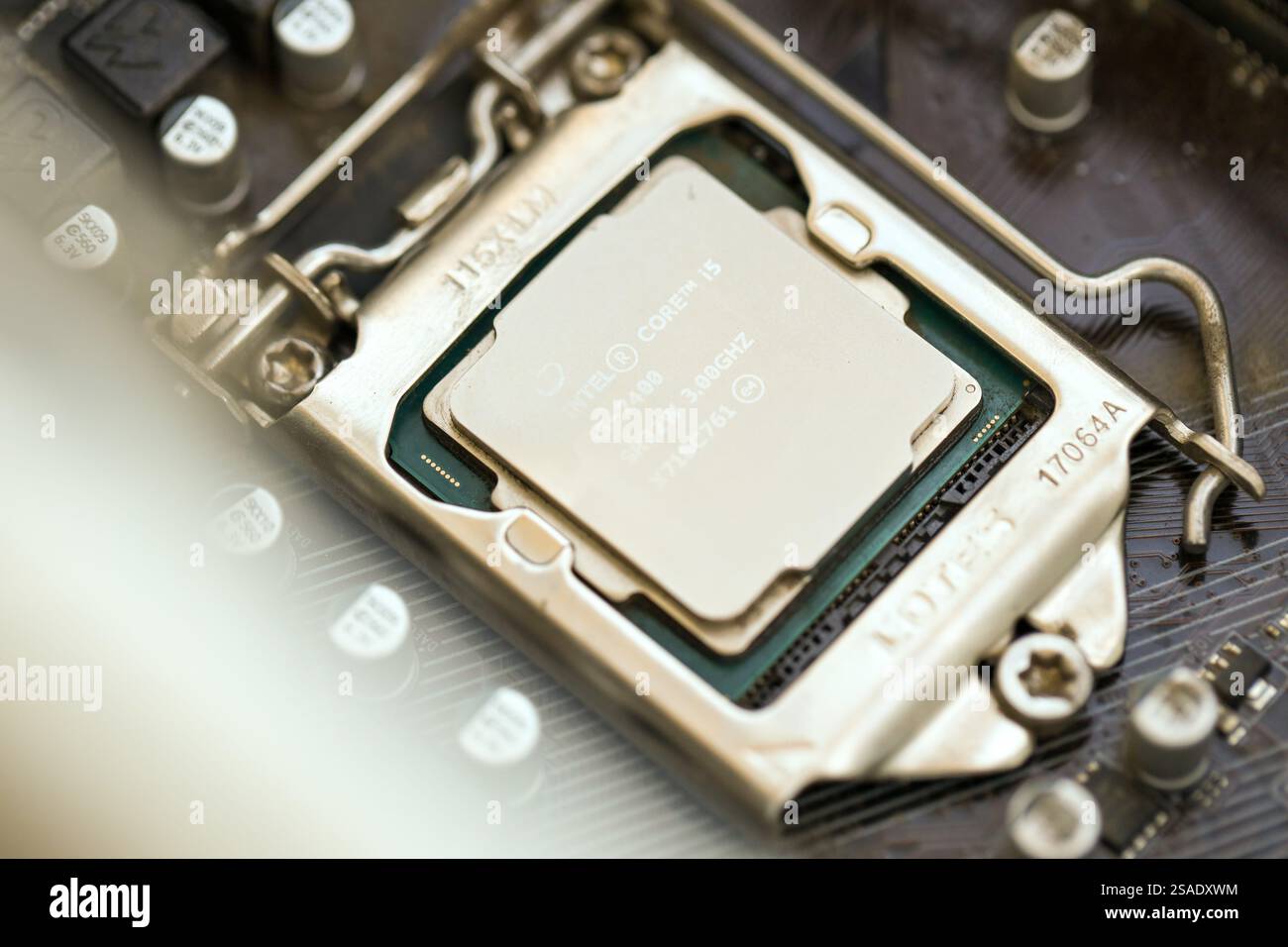 KYIV, UKRAINE - JANUARY 29, 2025 Close up old Intel Core CPU i5-7400 ...