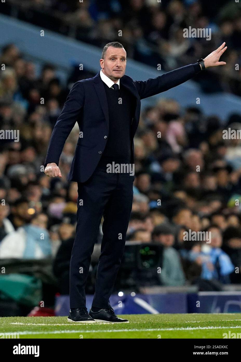 Manchester, UK. 29th Jan, 2025. Brugge's head coach Nicky Hayen during ...