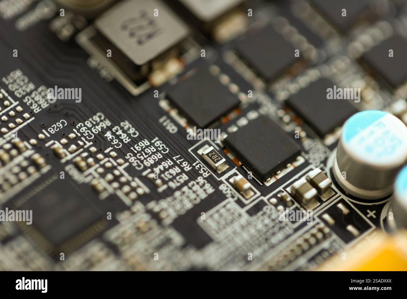 KYIV, UKRAINE - JANUARY 29, 2025 Detail of a surface of video card AMD ...