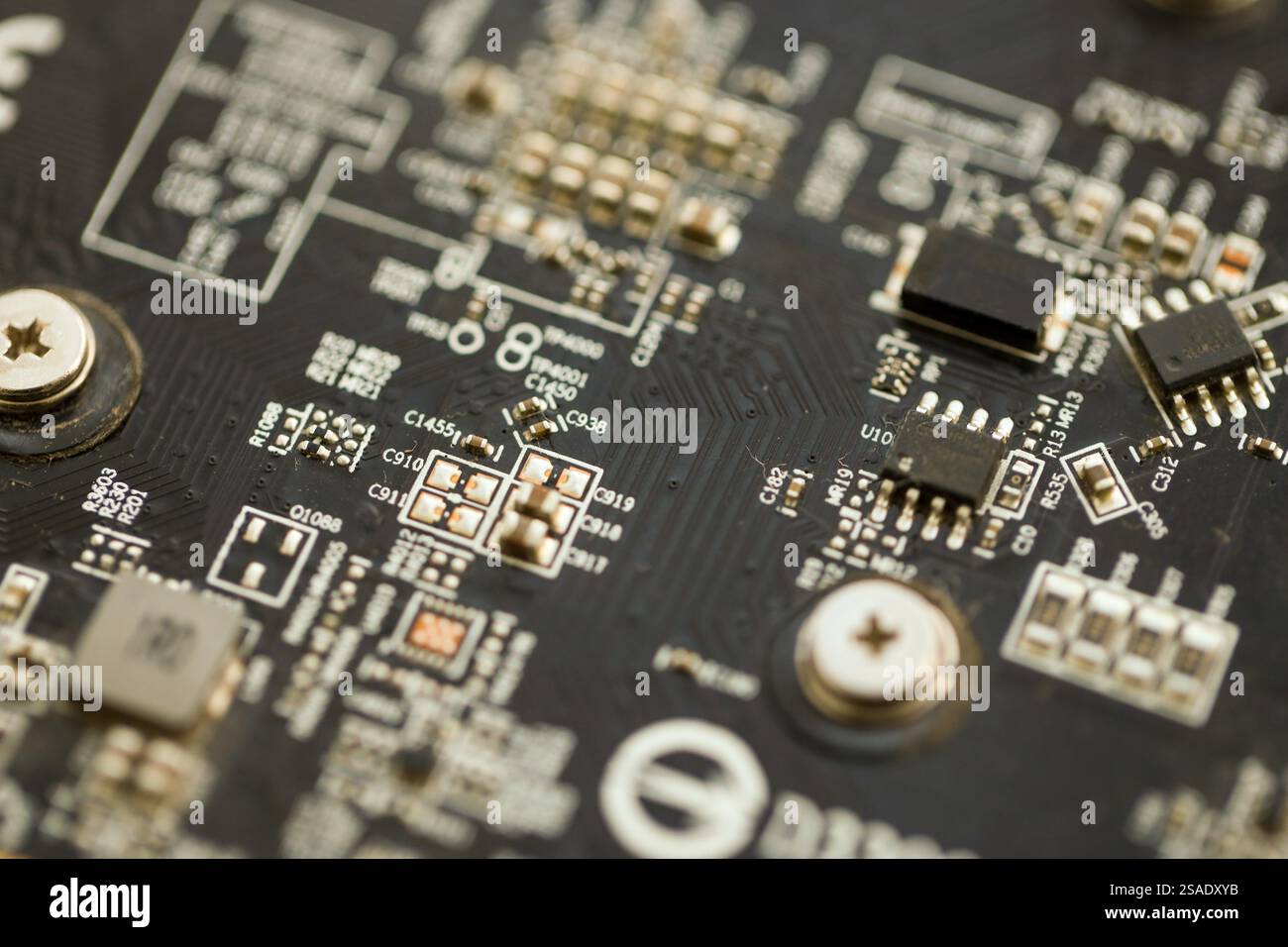 KYIV, UKRAINE - JANUARY 29, 2025 Detail of a surface of video card AMD ...