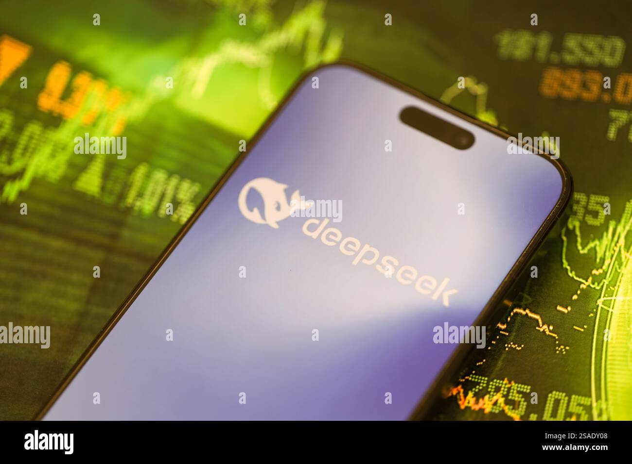 KYIV, UKRAINE - JANUARY 29, 2025 Deepseek app logo icon displayed on a ...