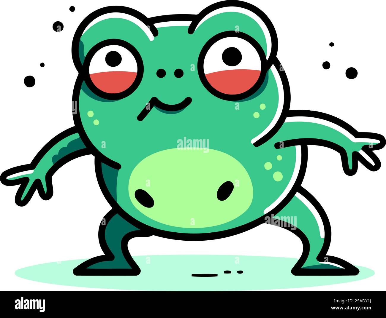Funny cartoon frog running. Vector illustration. Isolated on white ...