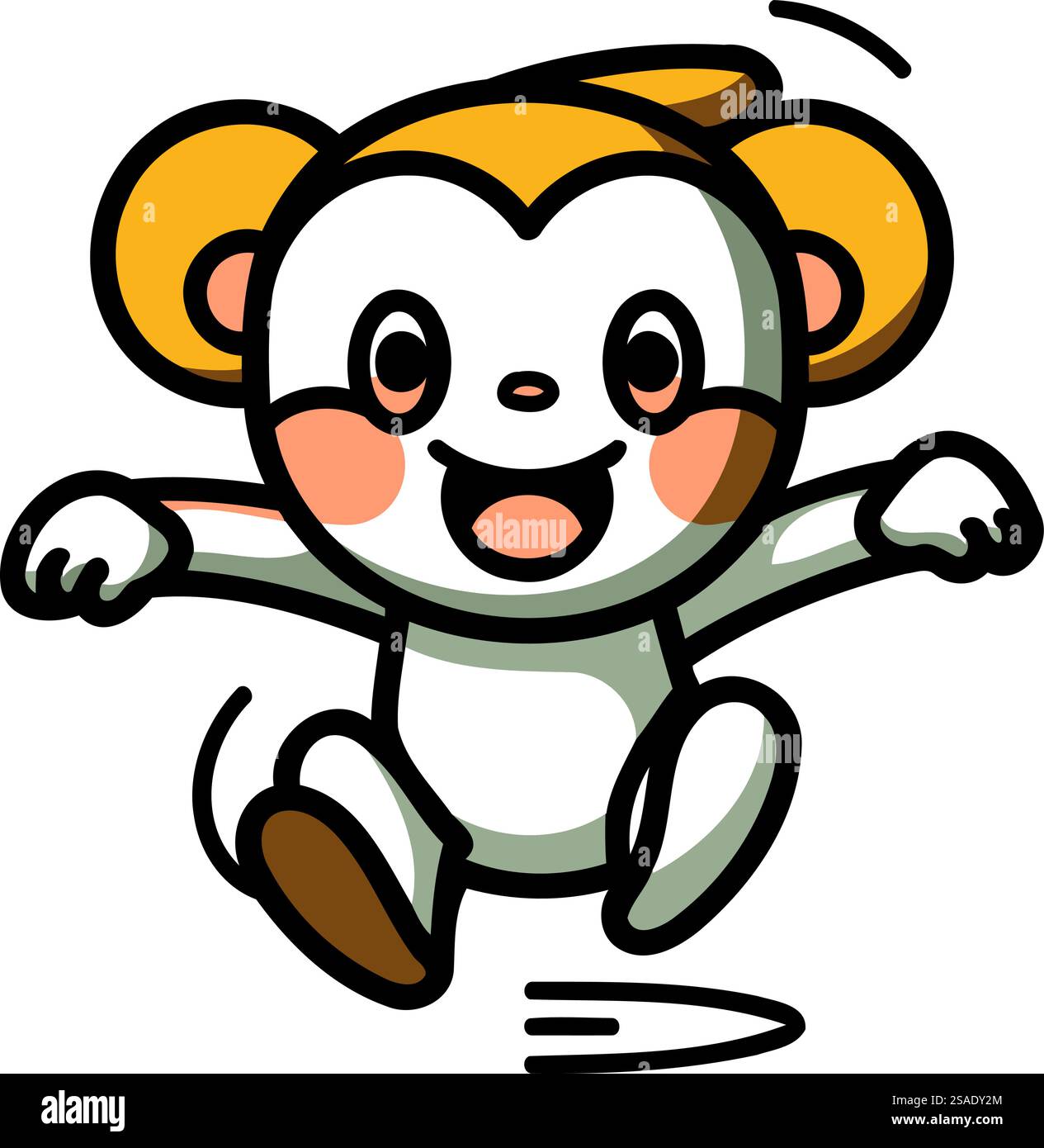 Cute monkey jumping isolated on white background. Vector illustration ...