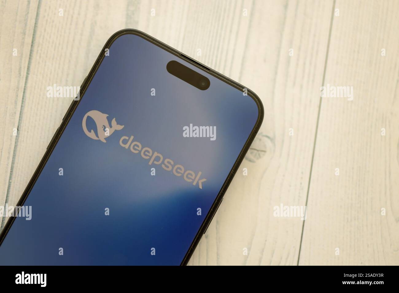 KYIV, UKRAINE - JANUARY 29, 2025 Deepseek app logo icon displayed on a ...