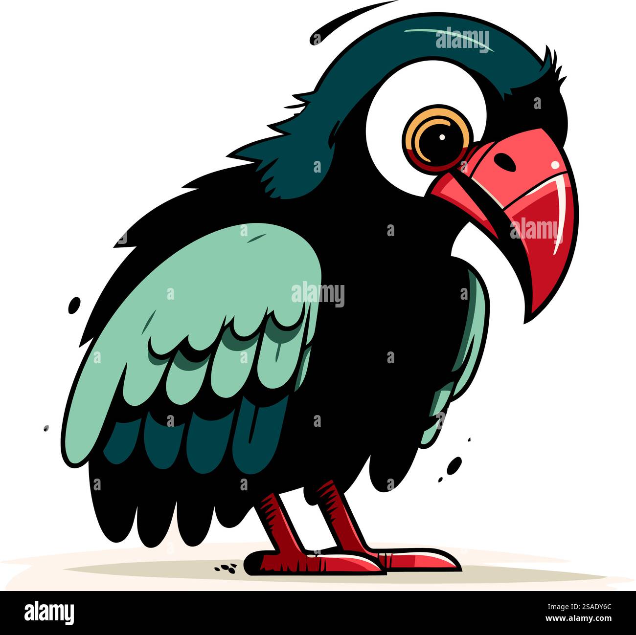 Cute cartoon raven. Vector illustration isolated on a white background ...