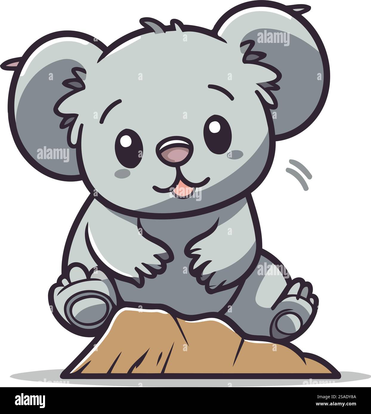 Koala sitting on rock cartoon character vector illustration. Cute koala ...