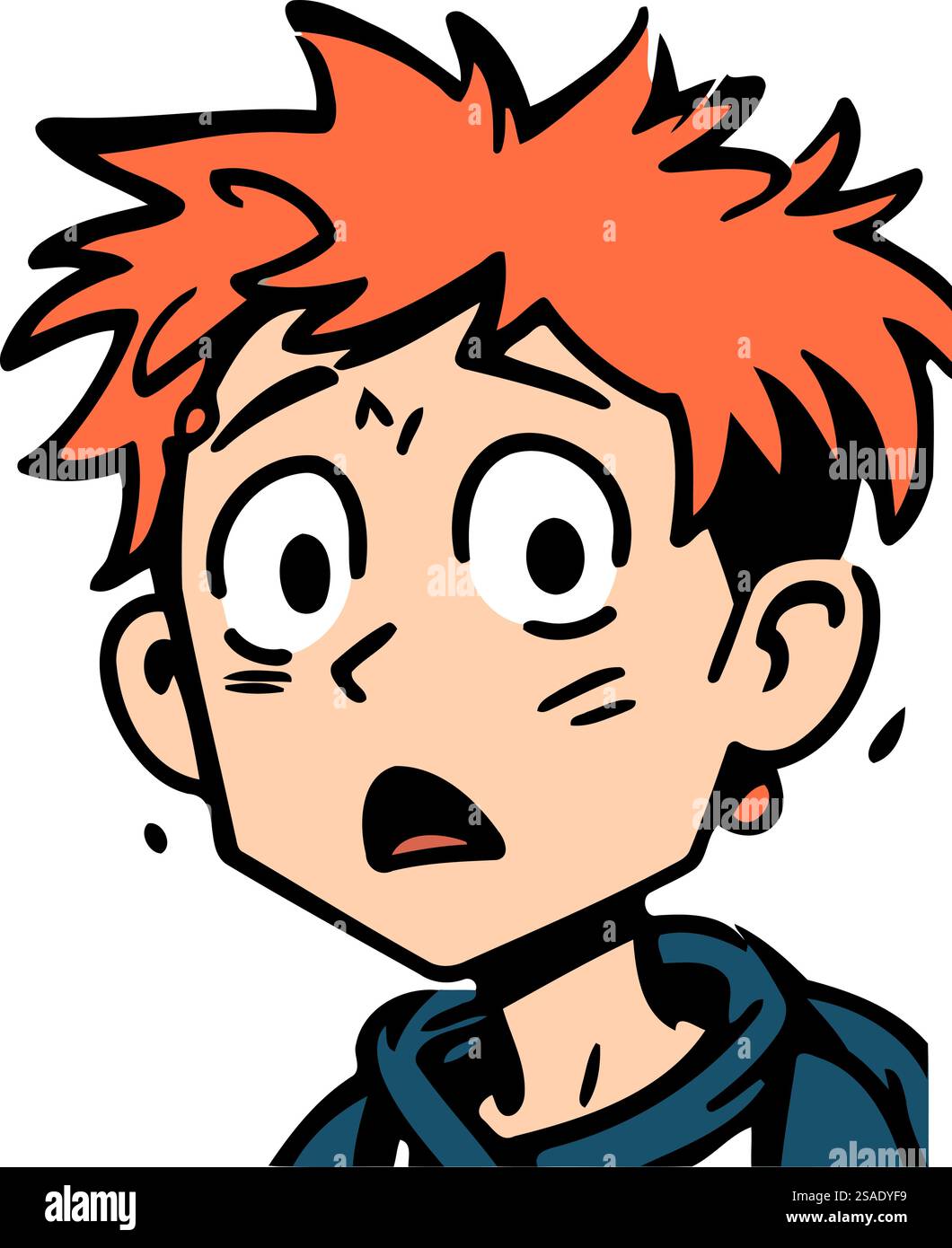 Scared boy with red hair. Vector illustration on white background Stock ...