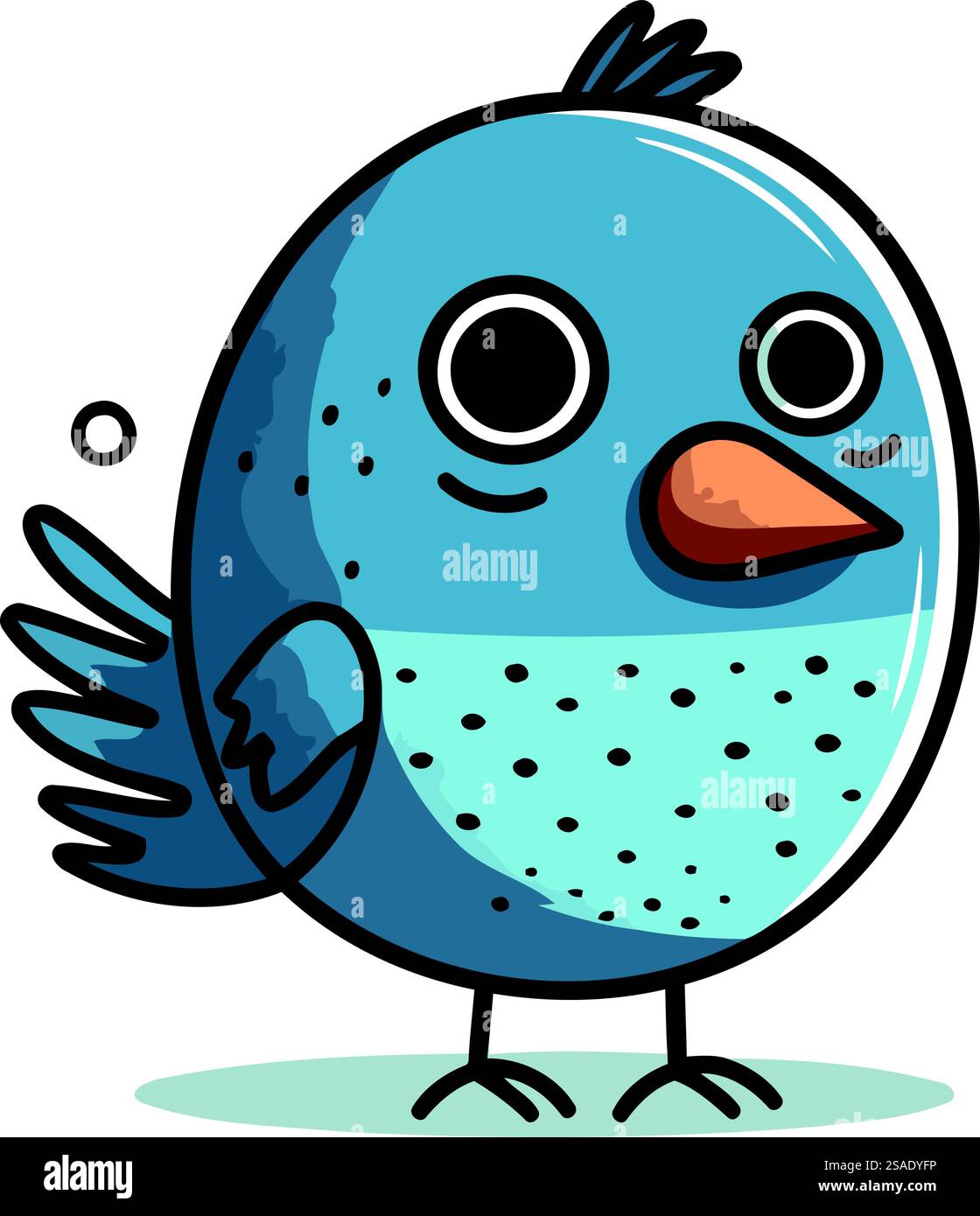 Cute blue bird. Vector illustration. Isolated on white background Stock ...