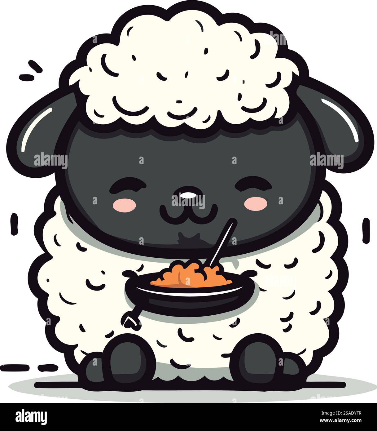 Sheep Eating Food Vector Illustration. Cute Cartoon Sheep Character ...