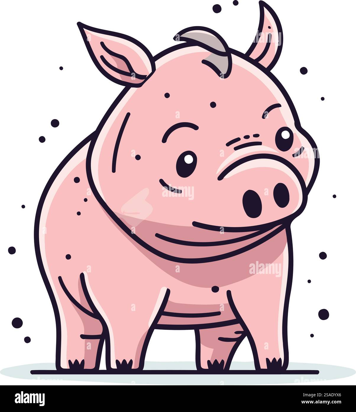 Cute cartoon pig character. Vector illustration in flat design style ...