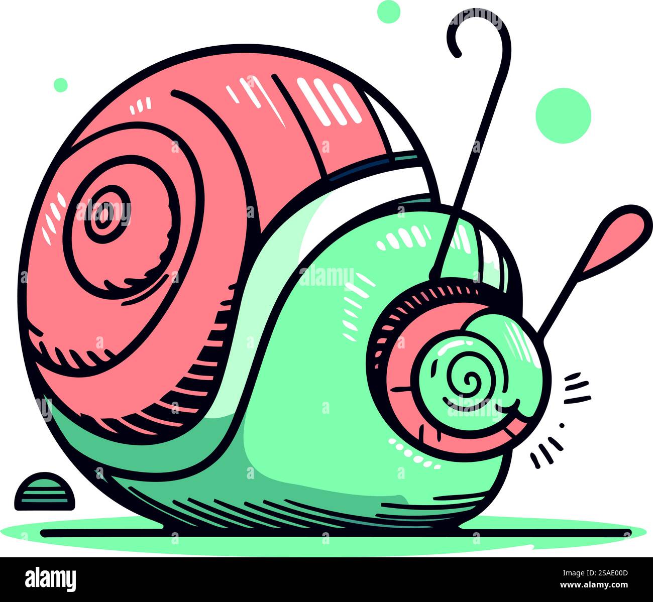 Cartoon funny snail. Vector illustration. Isolated on white background ...