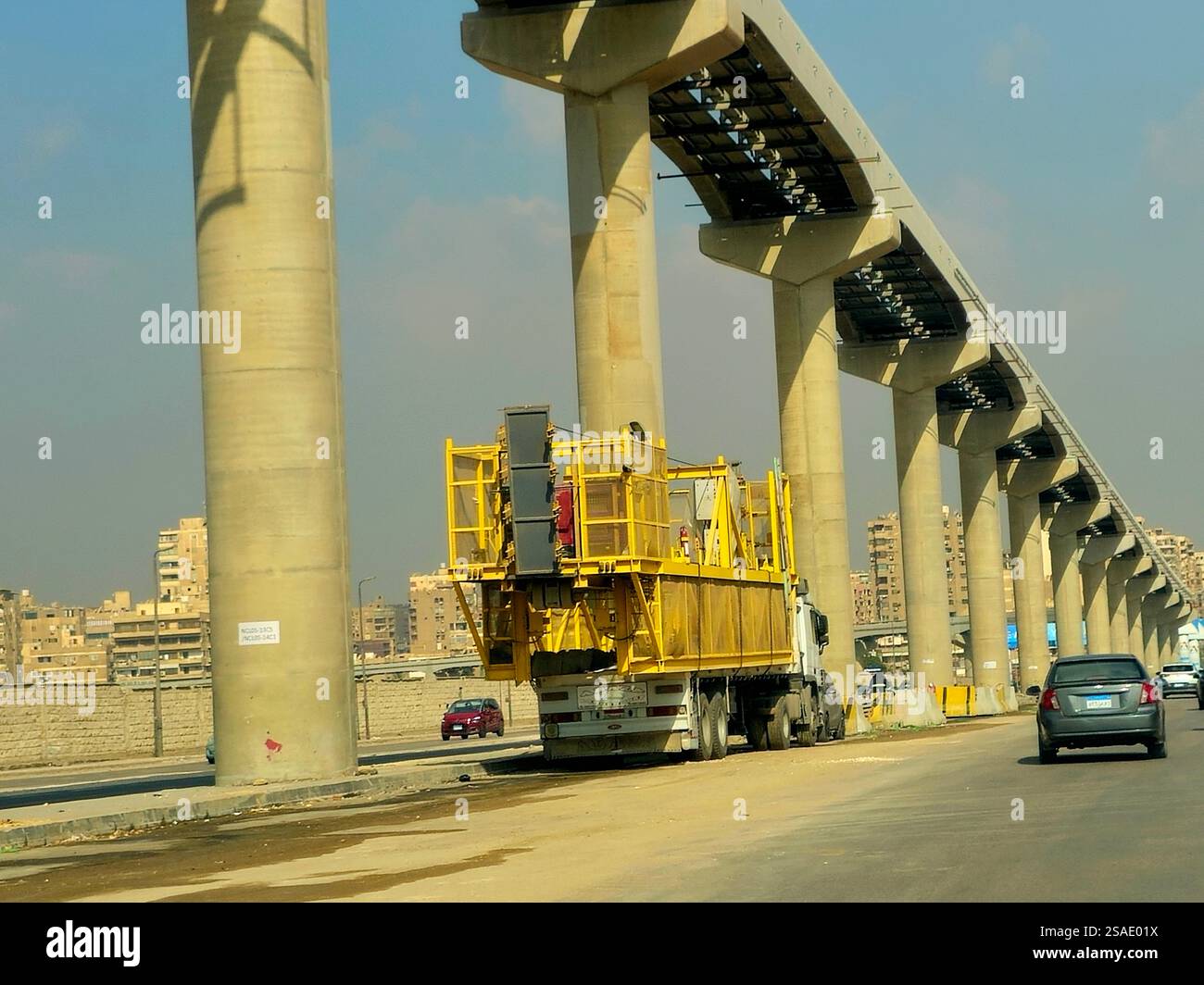Cairo, Egypt, January 27 2025: East Nile Cairo monorail columns, Cairo ...