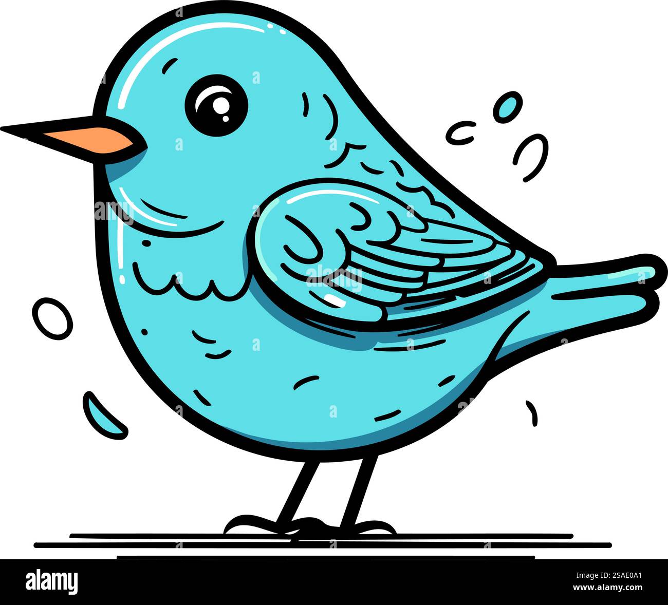 Cute blue bird isolated on white background. Cartoon vector ...