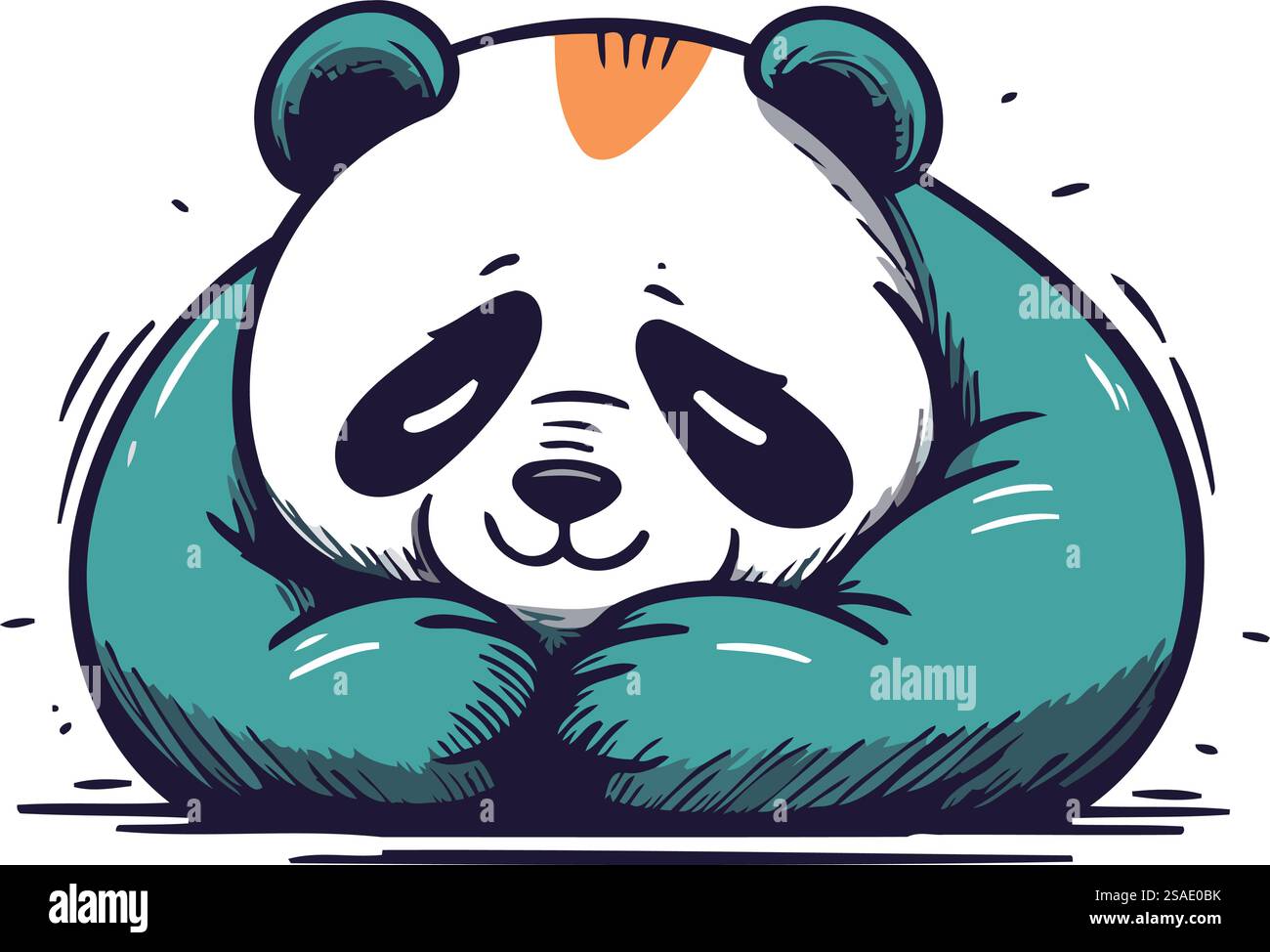 Cute panda sleeping on its back. Vector illustration in cartoon style ...