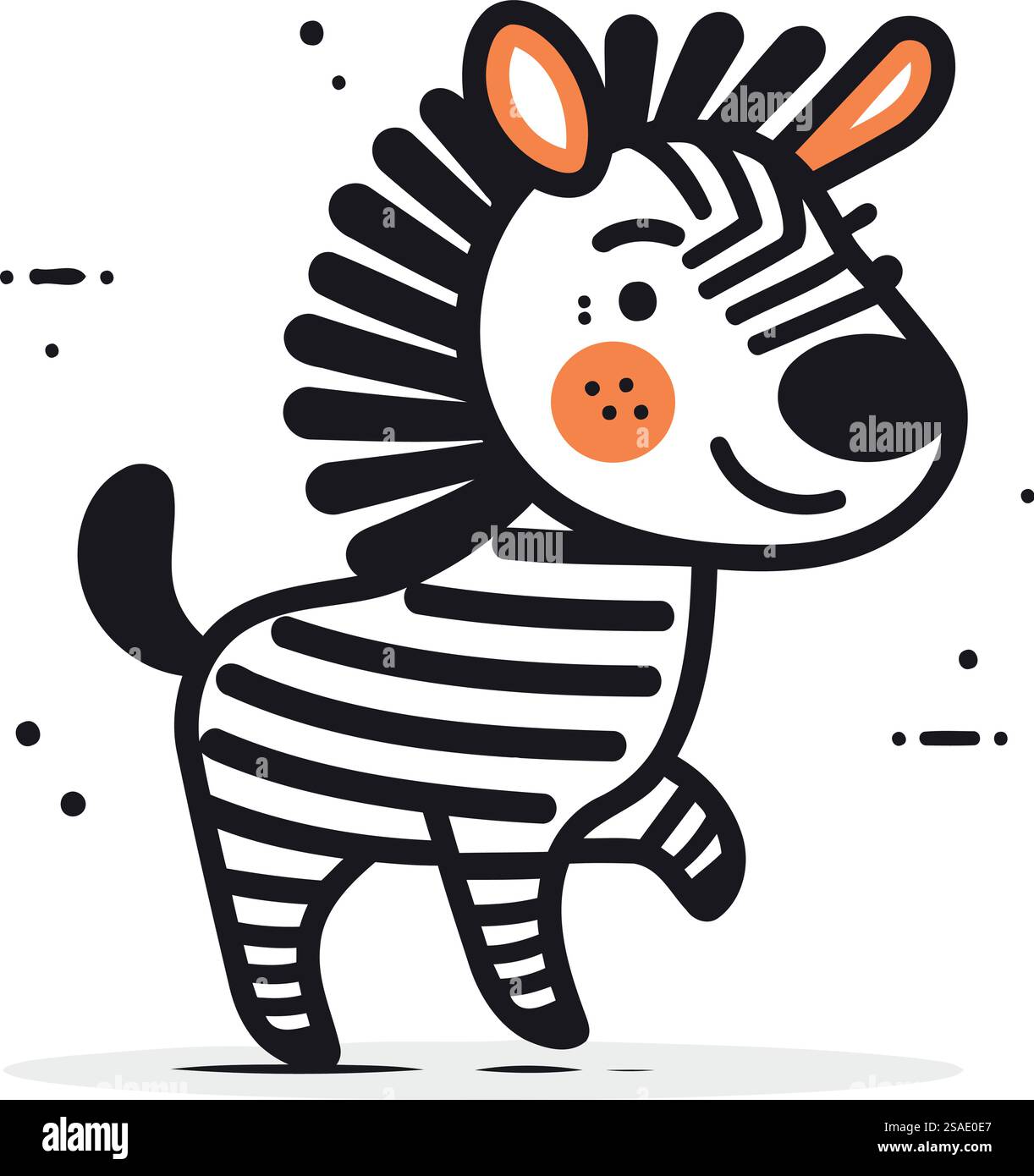 Zebra doodle hand drawn icon. Cute cartoon zebra vector illustration ...