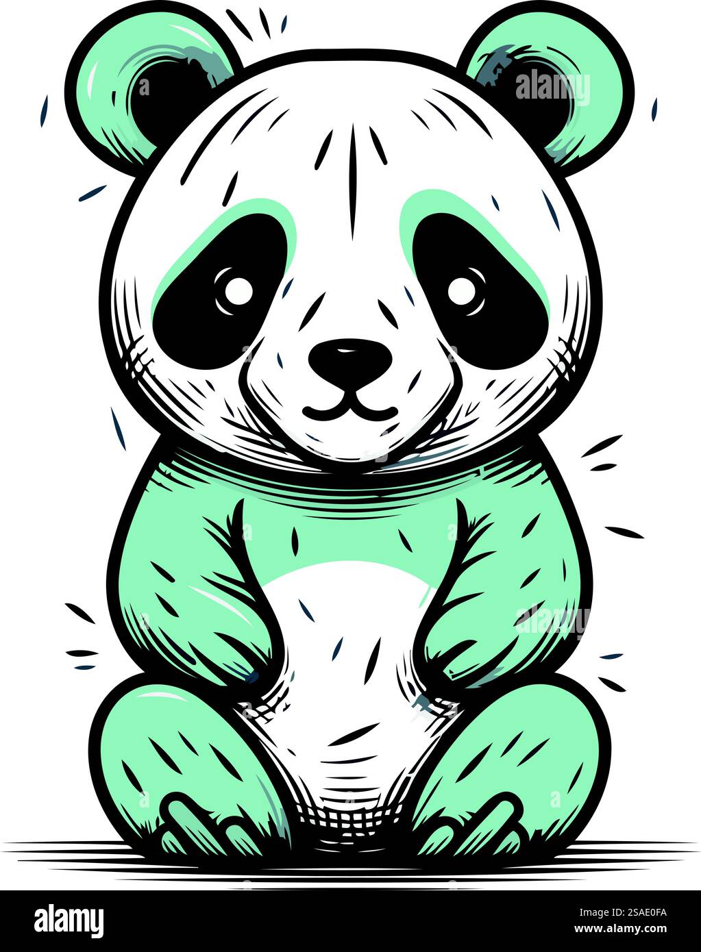 Cute panda bear. Hand drawn vector illustration. Isolated on white ...