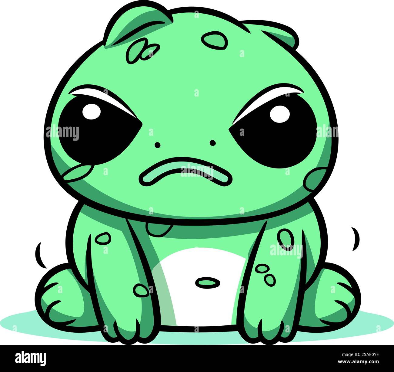 Sad cartoon frog. Vector illustration of a sad frog isolated on white ...