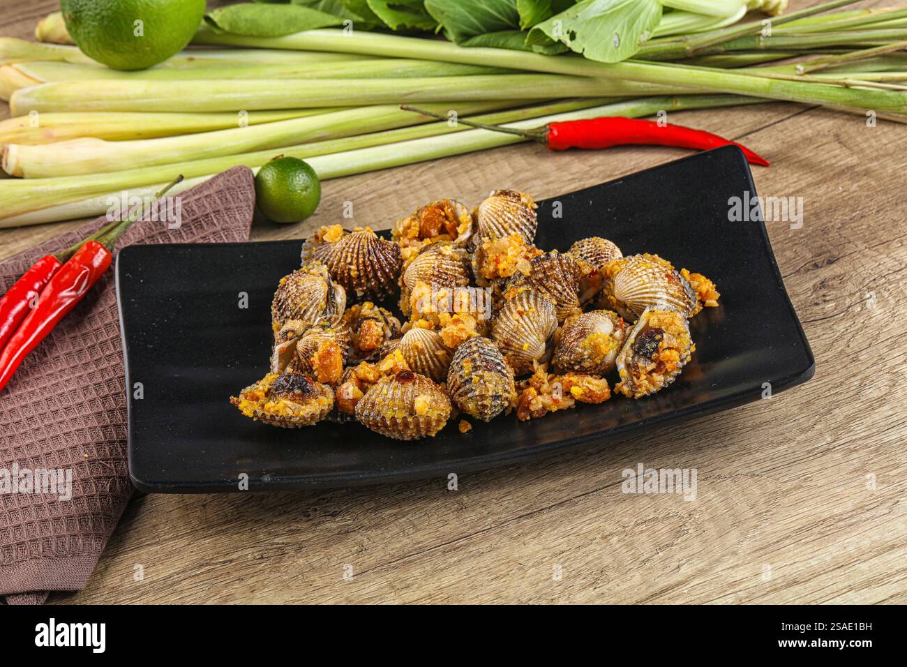 Blood Cockle Fried With Garlic and spices Stock Photo - Alamy
