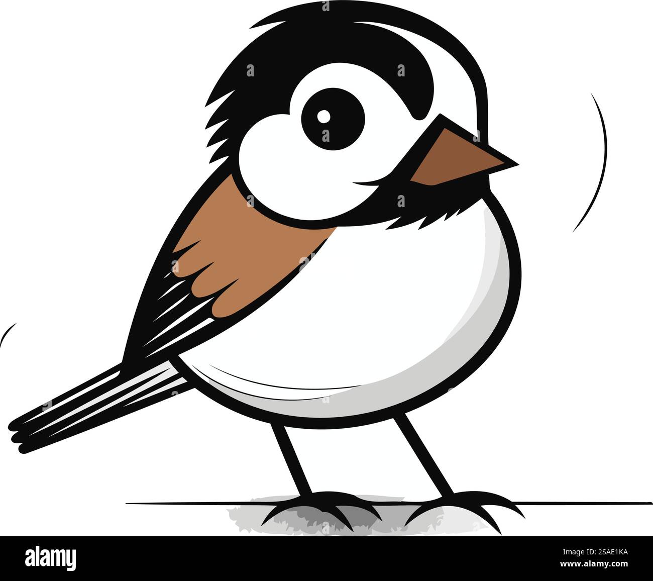 Vector illustration of a cute cartoon sparrow on a white background ...