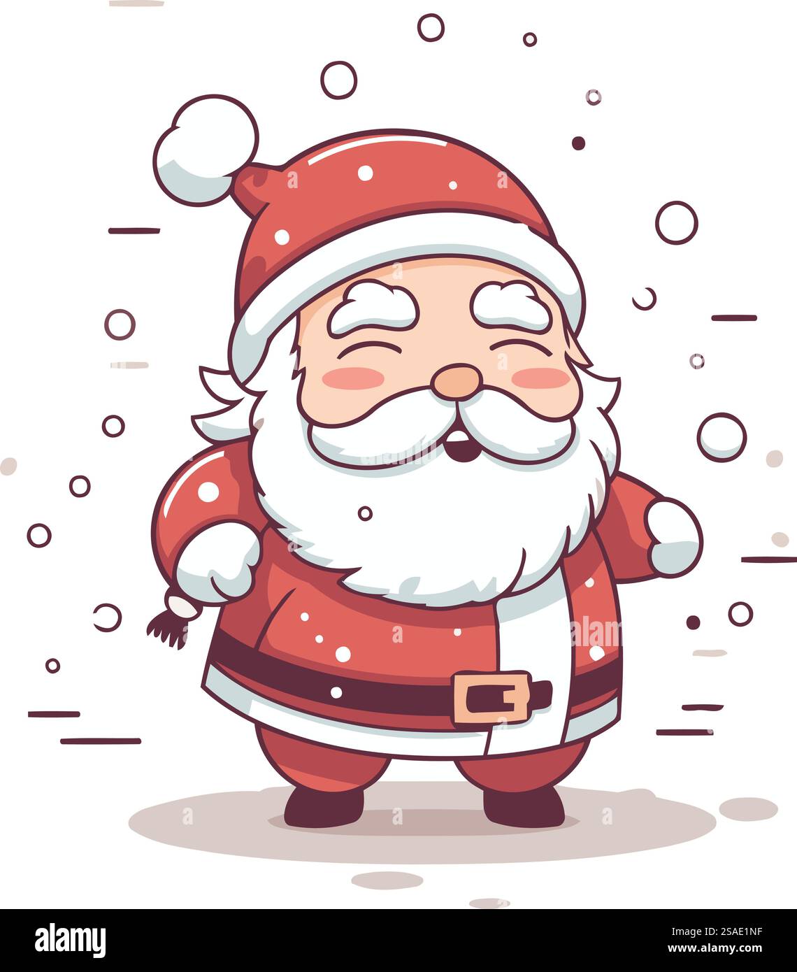 Cartoon Santa Claus with beard and moustache. Vector illustration Stock ...