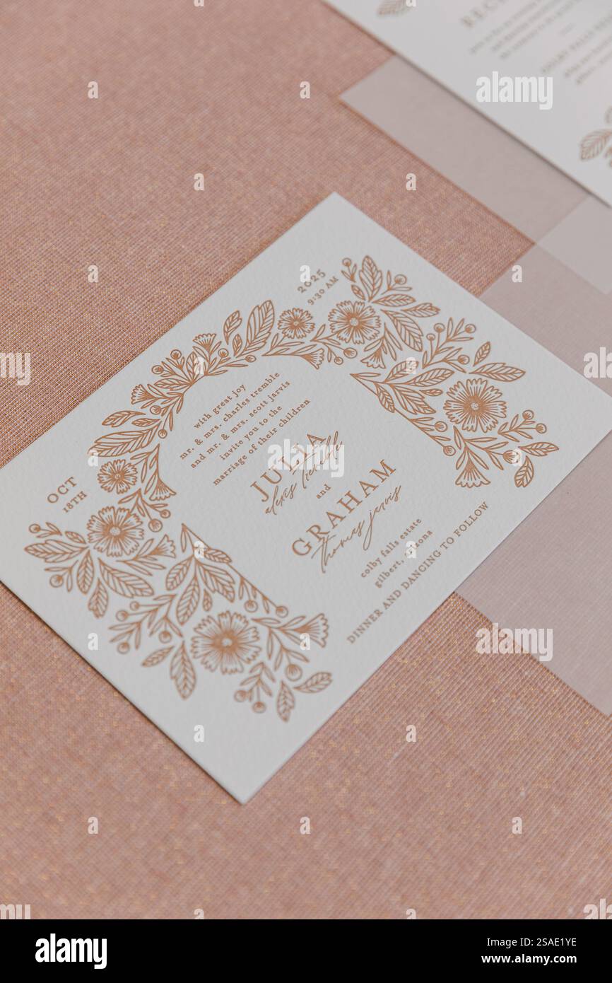 Exquisite wedding invitation featuring floral motifs and elegant ...