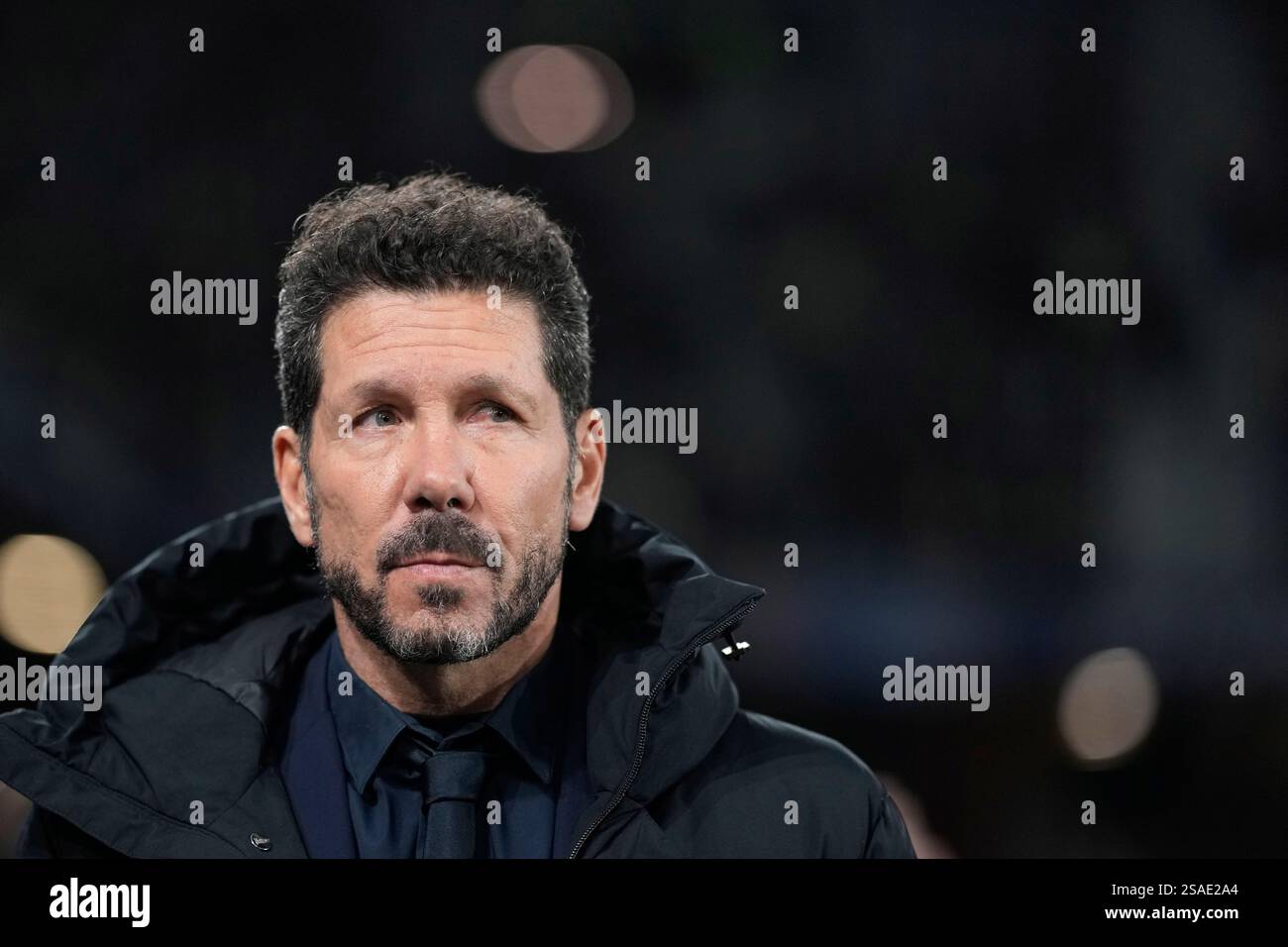 Atletico Madrid's head coach Diego Simeone arrives on the pitch for the ...