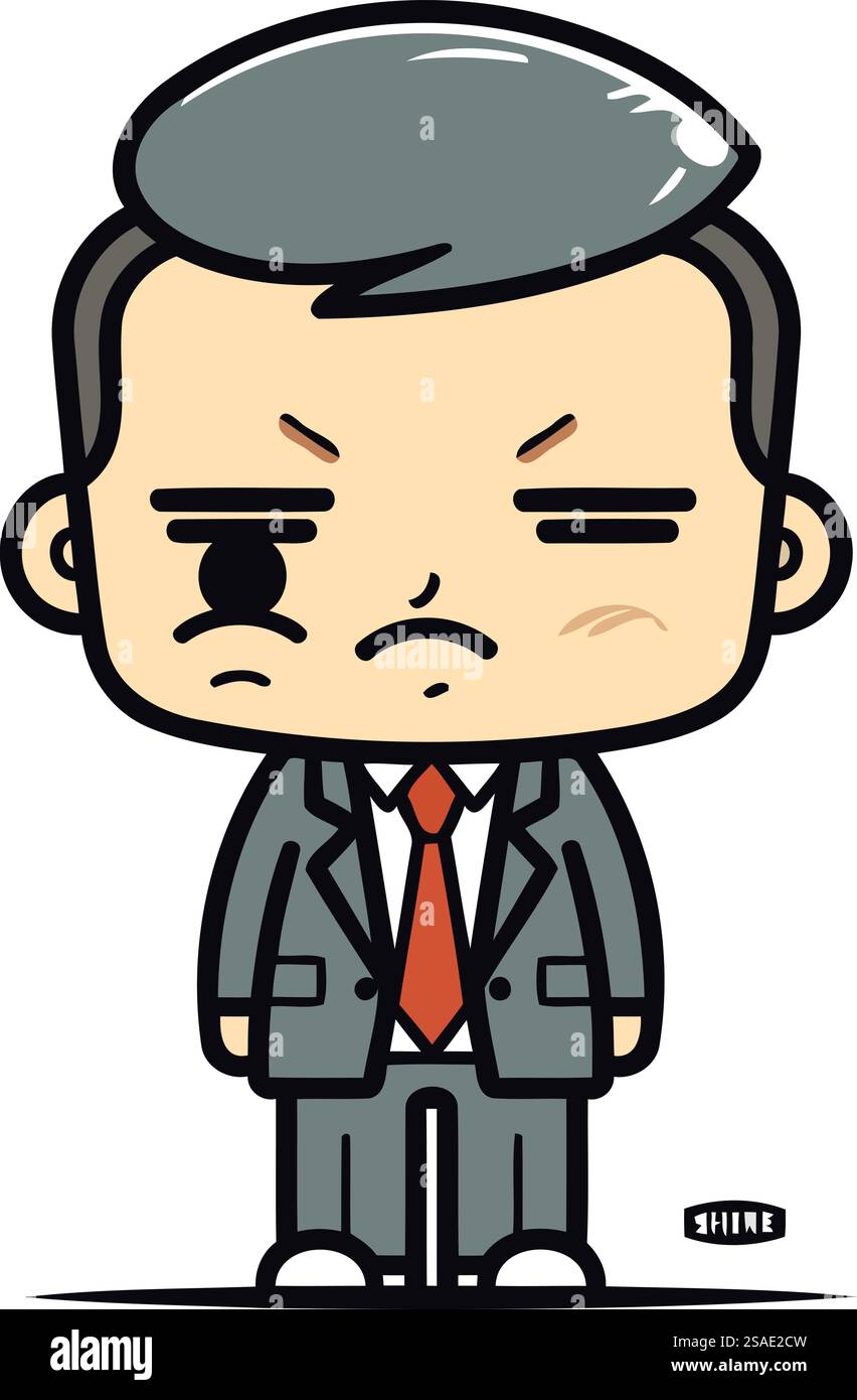 Angry boss cartoon character. Vector illustration of a sad boss Stock ...