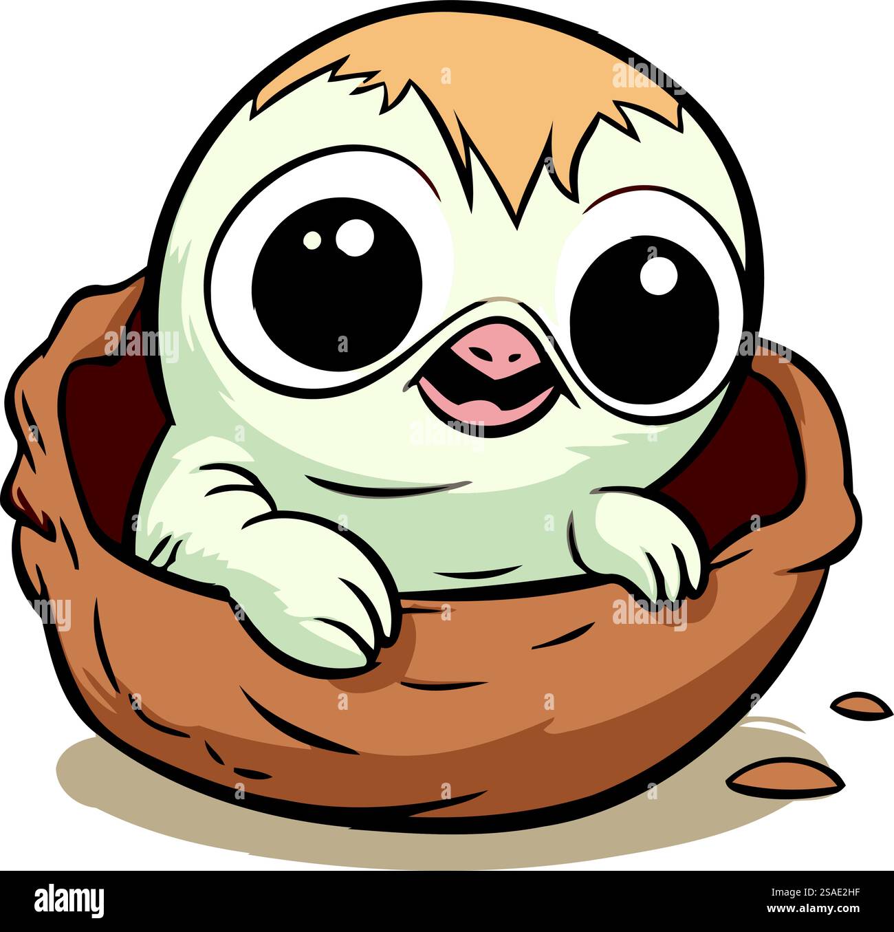 Cute baby sloth in the nest. Cartoon vector illustration Stock Vector ...