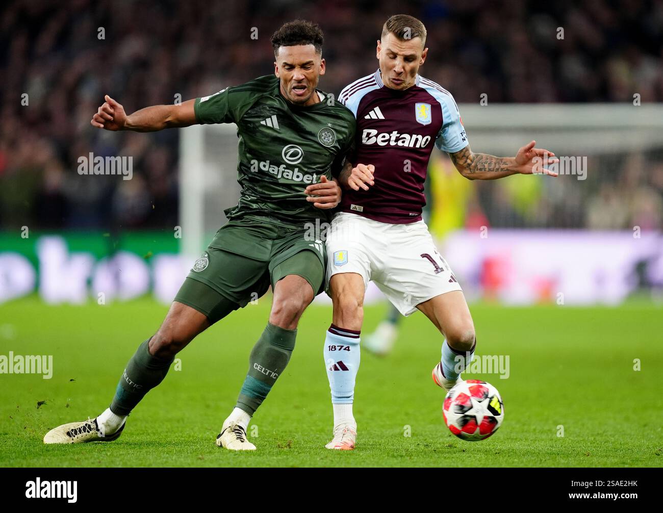 Celtic's Auston Trusty (left) and Aston Villa's Lucas Digne (right ...