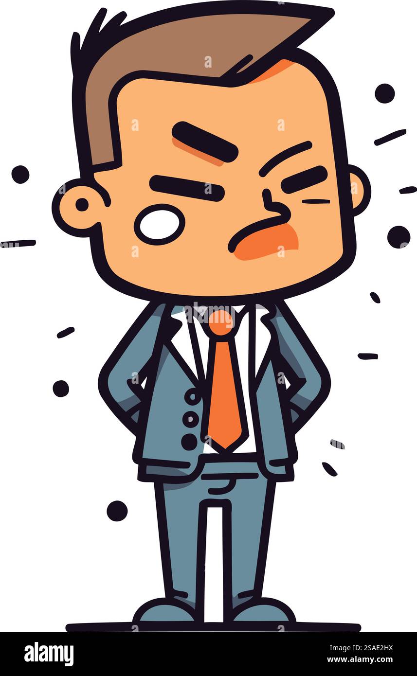 Stressed businessman cartoon character. Vector illustration of stressed ...