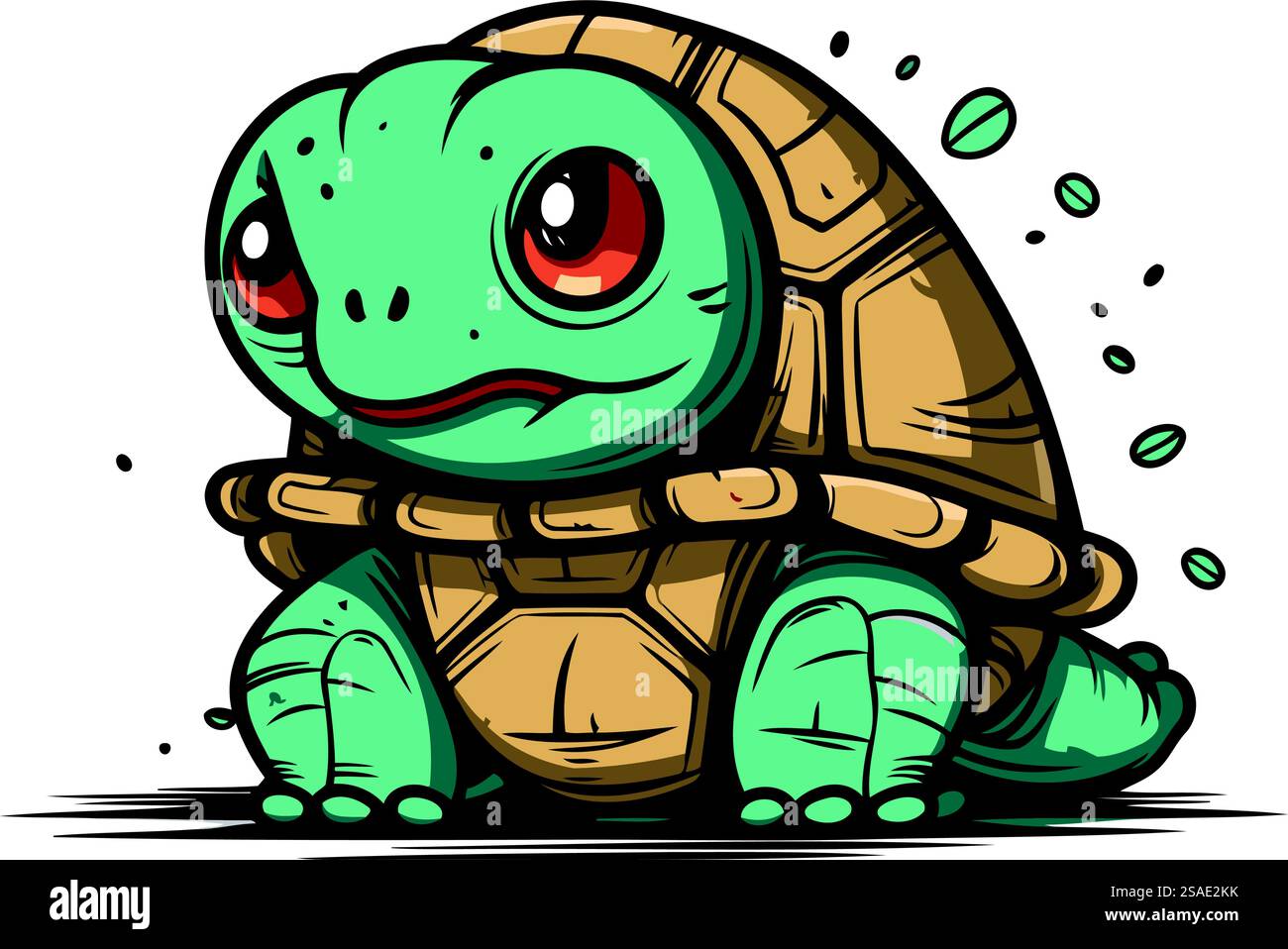 Cute cartoon turtle character. Vector illustration isolated on white ...