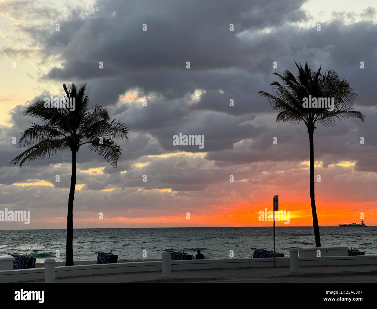 Sunrise on the beach, Fort Lauderdale, Broward County, Florida, United ...