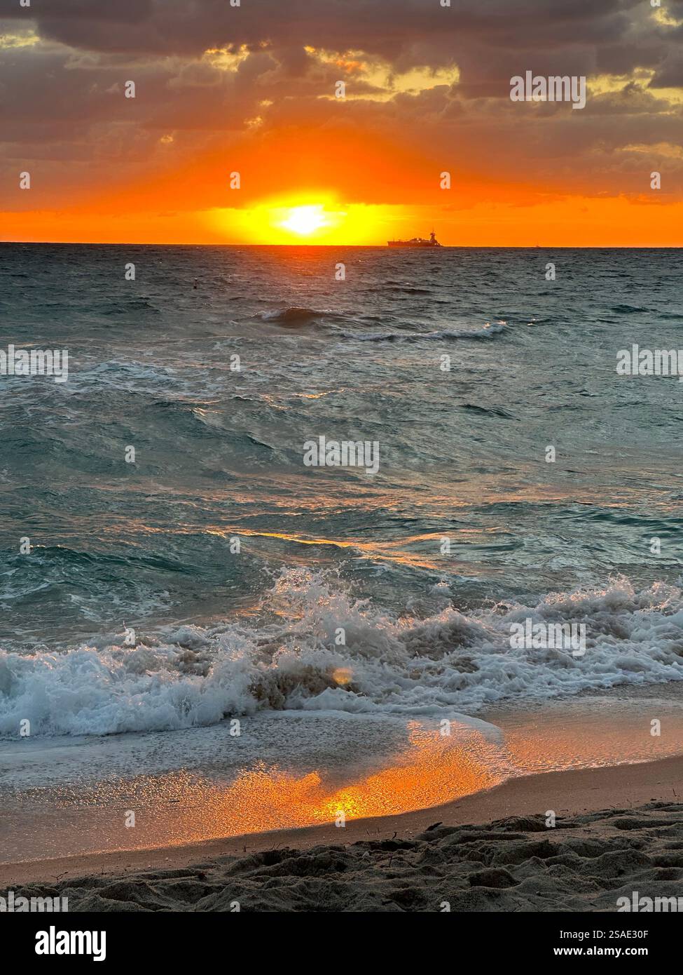 Sunrise on the beach, Fort Lauderdale, Broward County, Florida, United ...