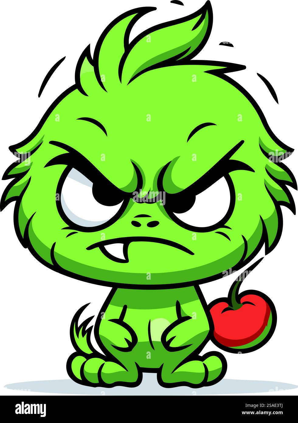 Angry Green Monster Cartoon Mascot Character Vector Illustration Stock ...