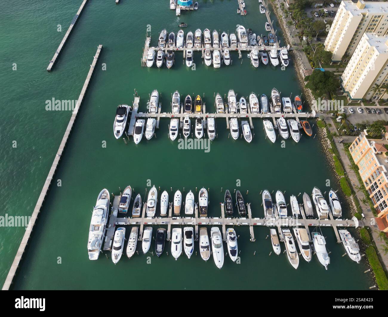 Luxury marina with private yacht boat. Docked yacht boat in harbor ...
