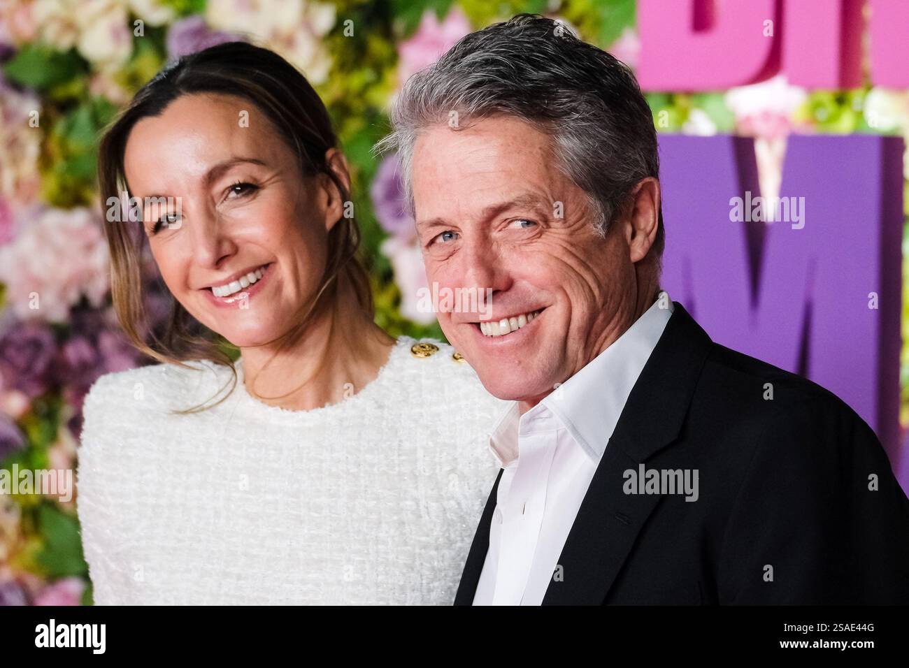 London, UK. 29th Jan, 2025. Hugh Grant and Anna Elisabet Eberstein seen ...