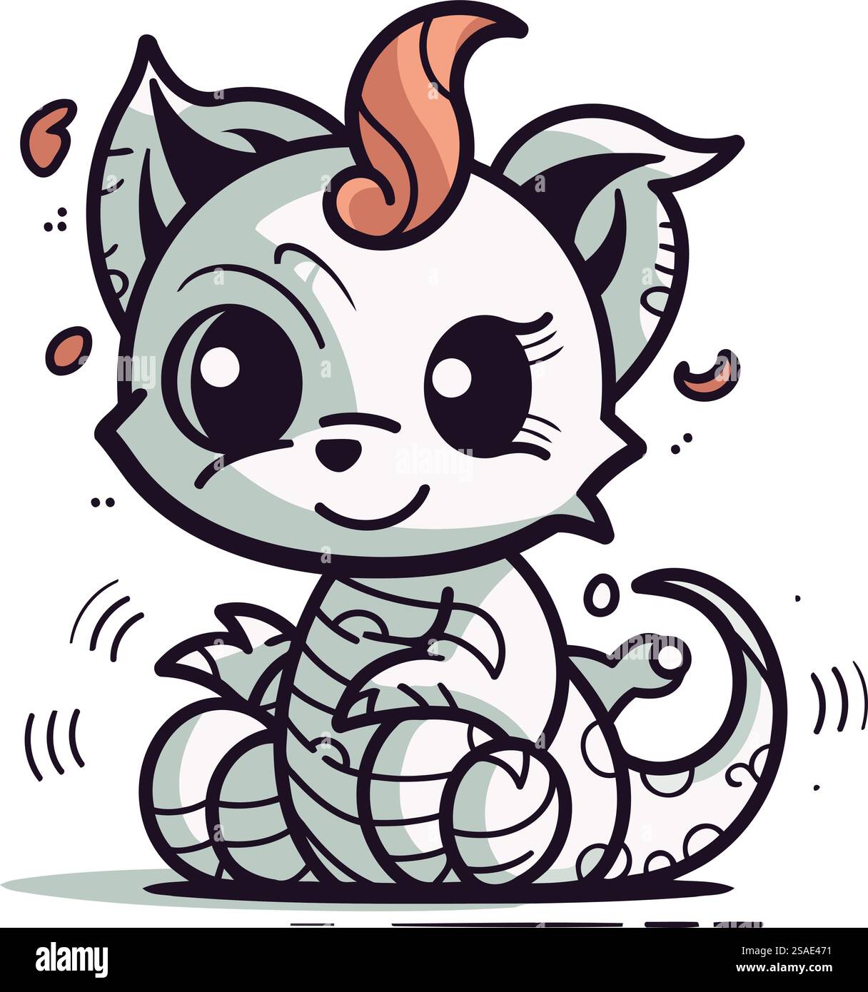 Cute cartoon kawaii cat. Vector illustration of a kitten Stock Vector ...