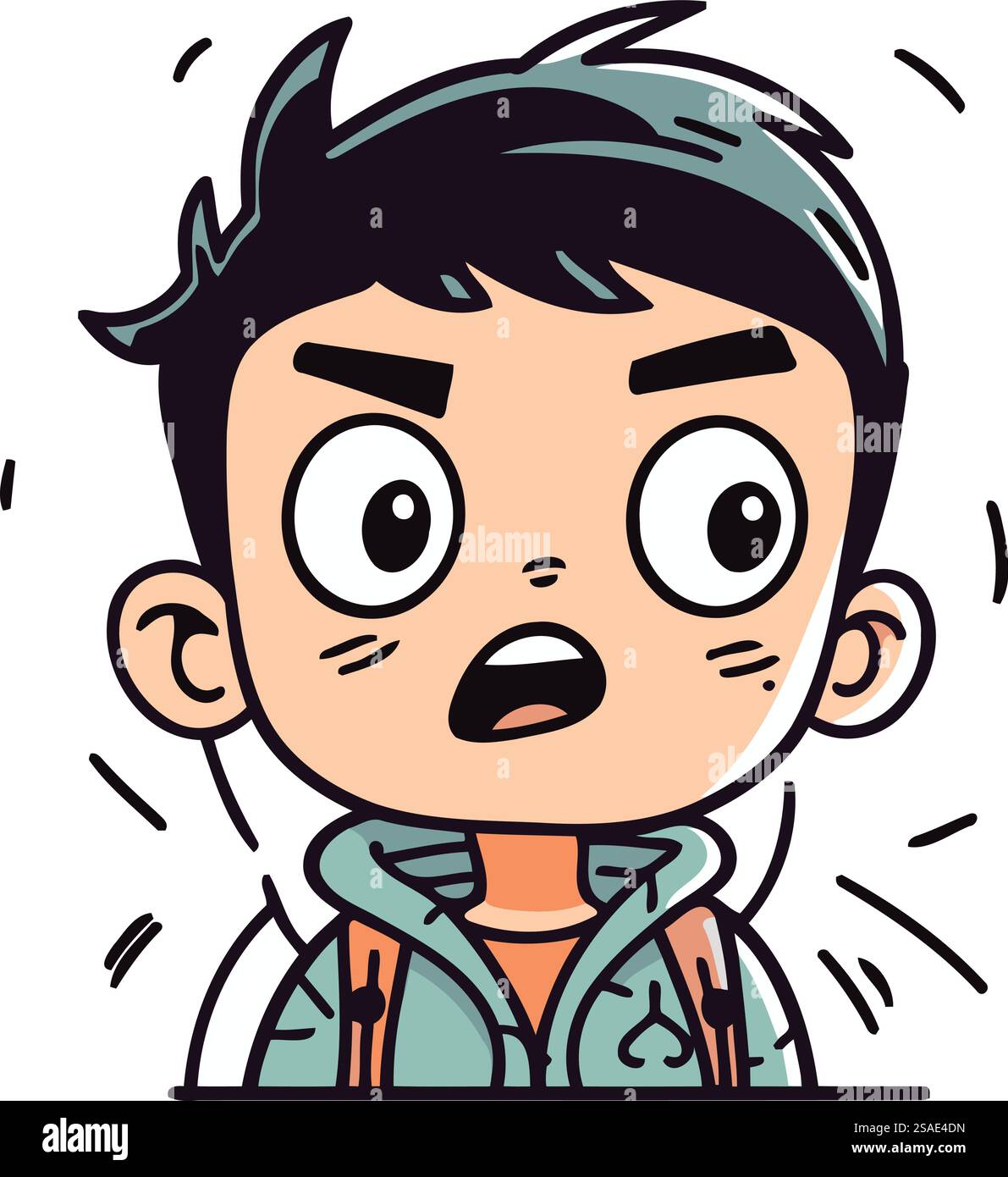 Cute boy with surprised expression. Vector illustration in cartoon ...