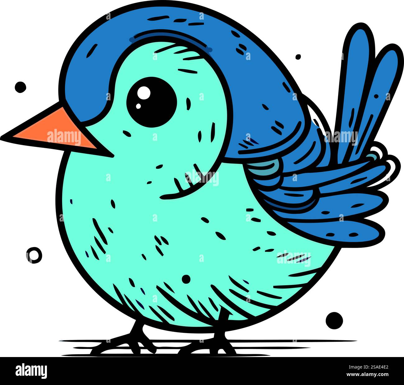 Cute blue bird. Vector illustration. Isolated on white background Stock ...