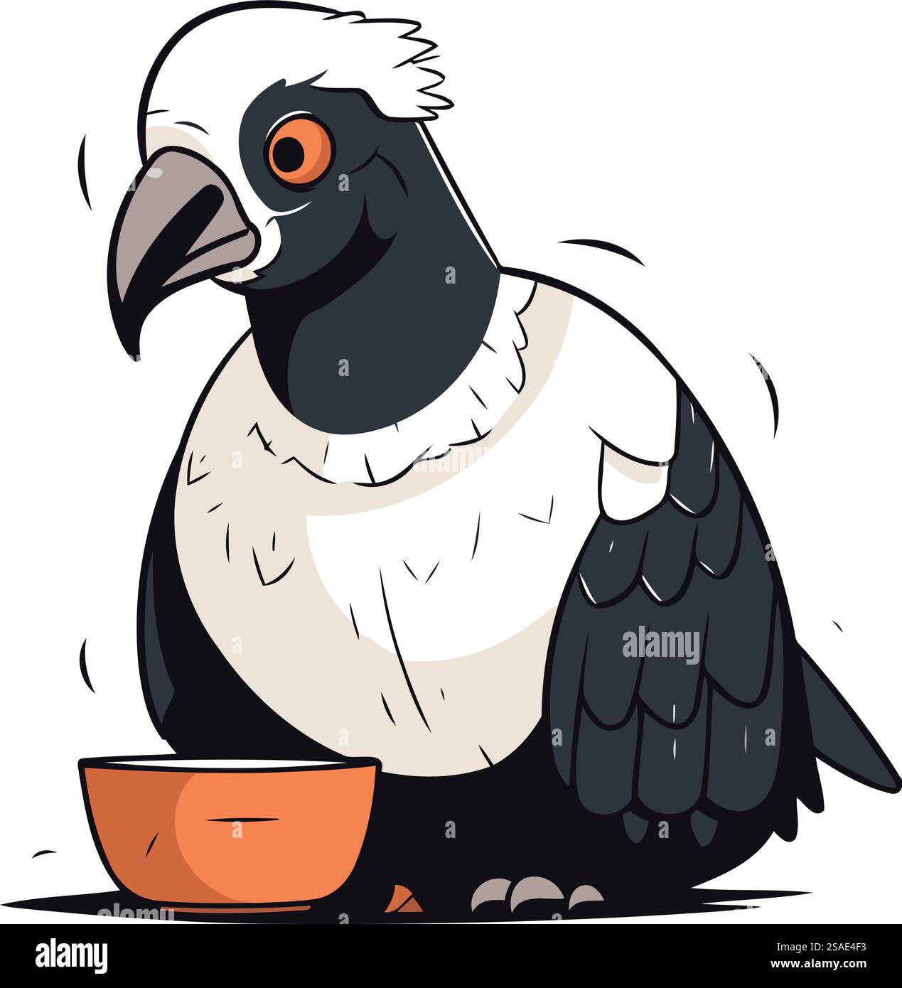 Cute vulture eating food from a bowl. Vector illustration Stock Vector ...