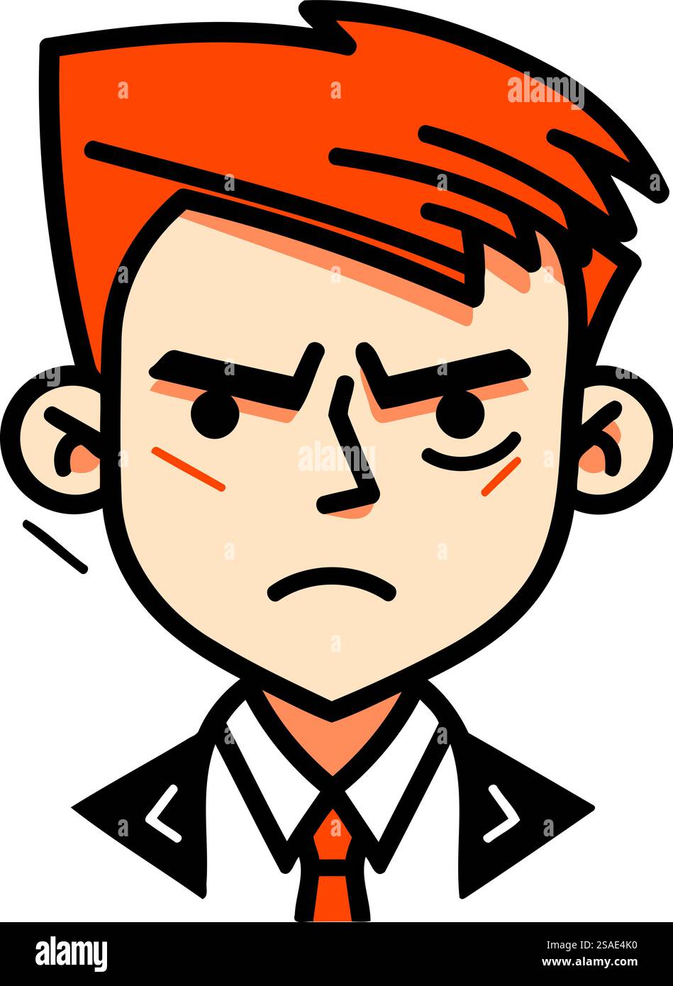 Illustration of a man with angry facial expression. Vector illustration ...