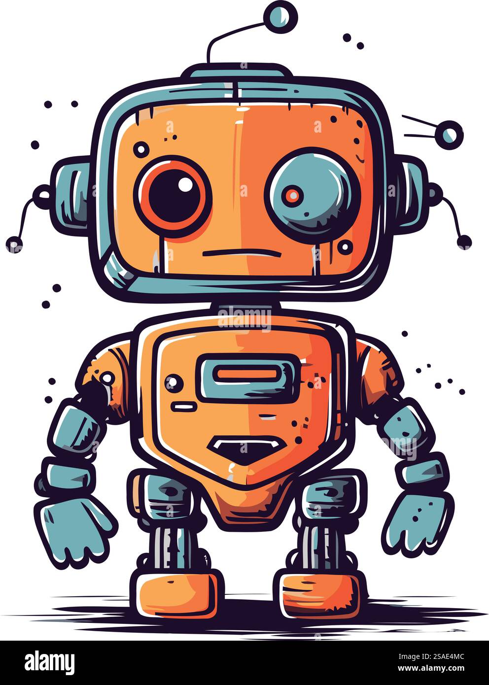 Cute robot. Vector illustration. Isolated on white background Stock ...