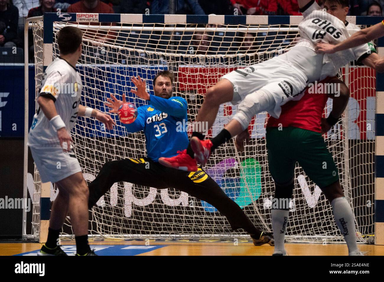 Bærum 20250129. Germany's goalkeeper Andreas Wolff saves a shot during ...