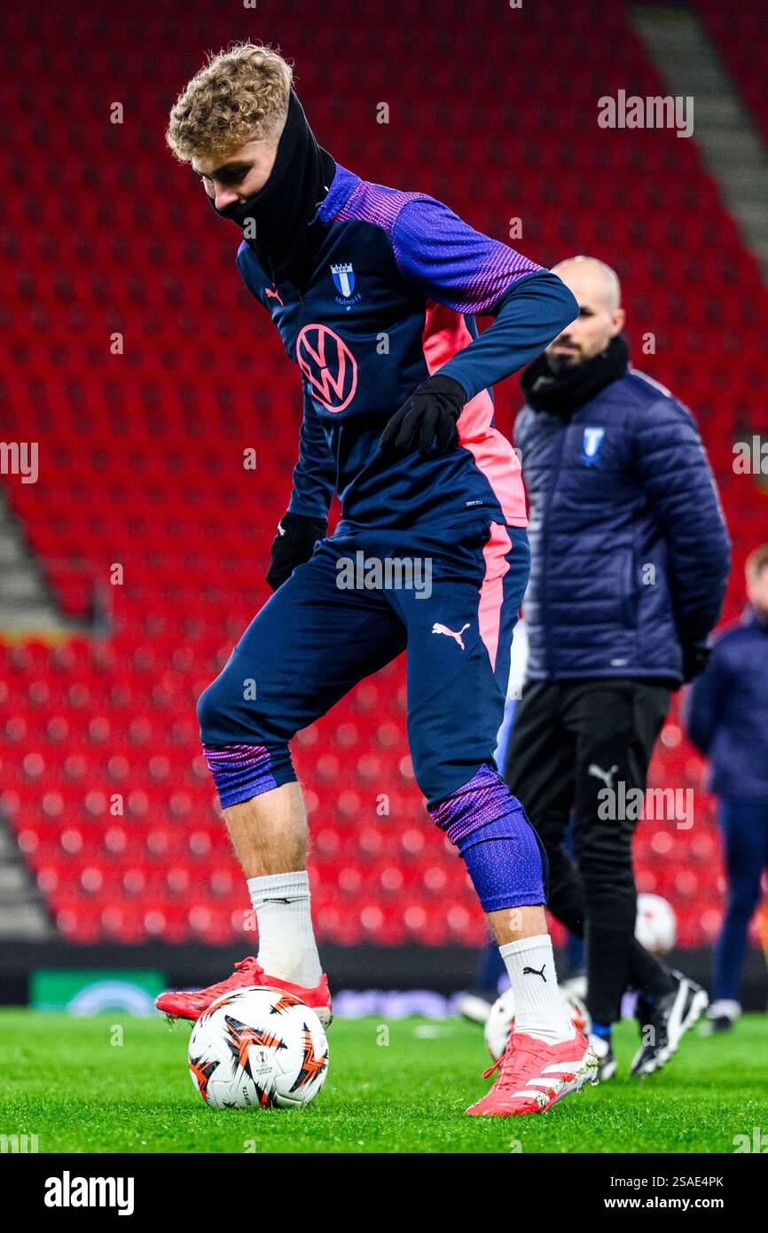 250129 Hugo Bolin of Malmö FF during a UEFA Europa League training ...
