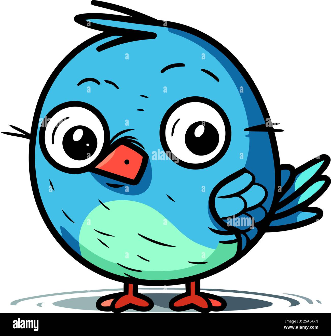 Cute blue bird cartoon character vector illustration. Cute blue bird ...