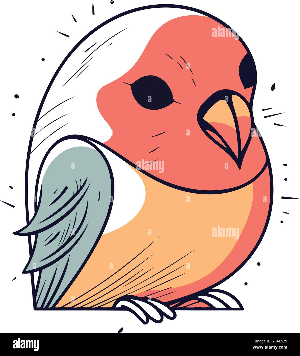 Vector illustration of cute cartoon red crowned cardinal bird Stock ...