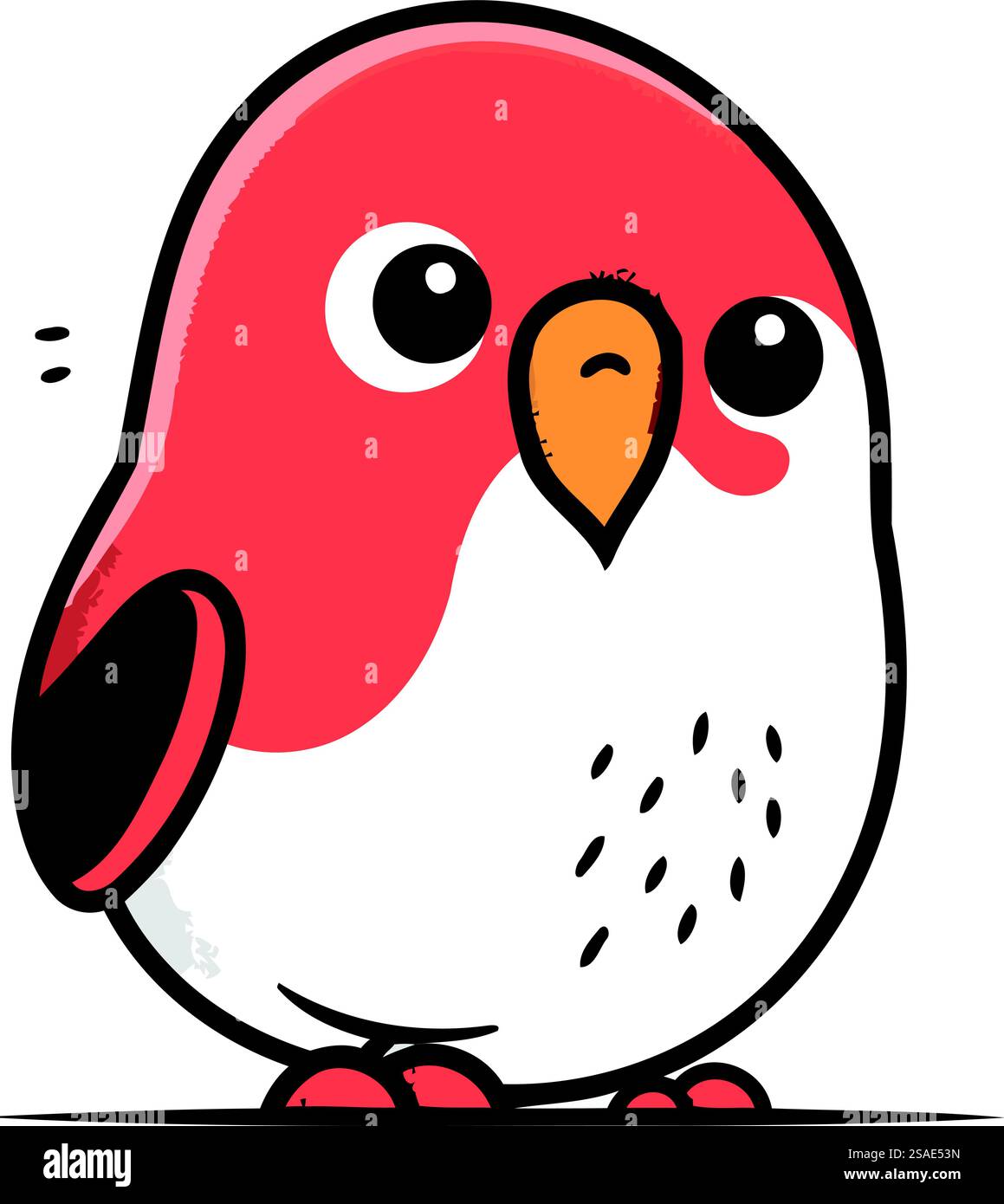 Vector illustration of cute little red bird. Isolated on white ...