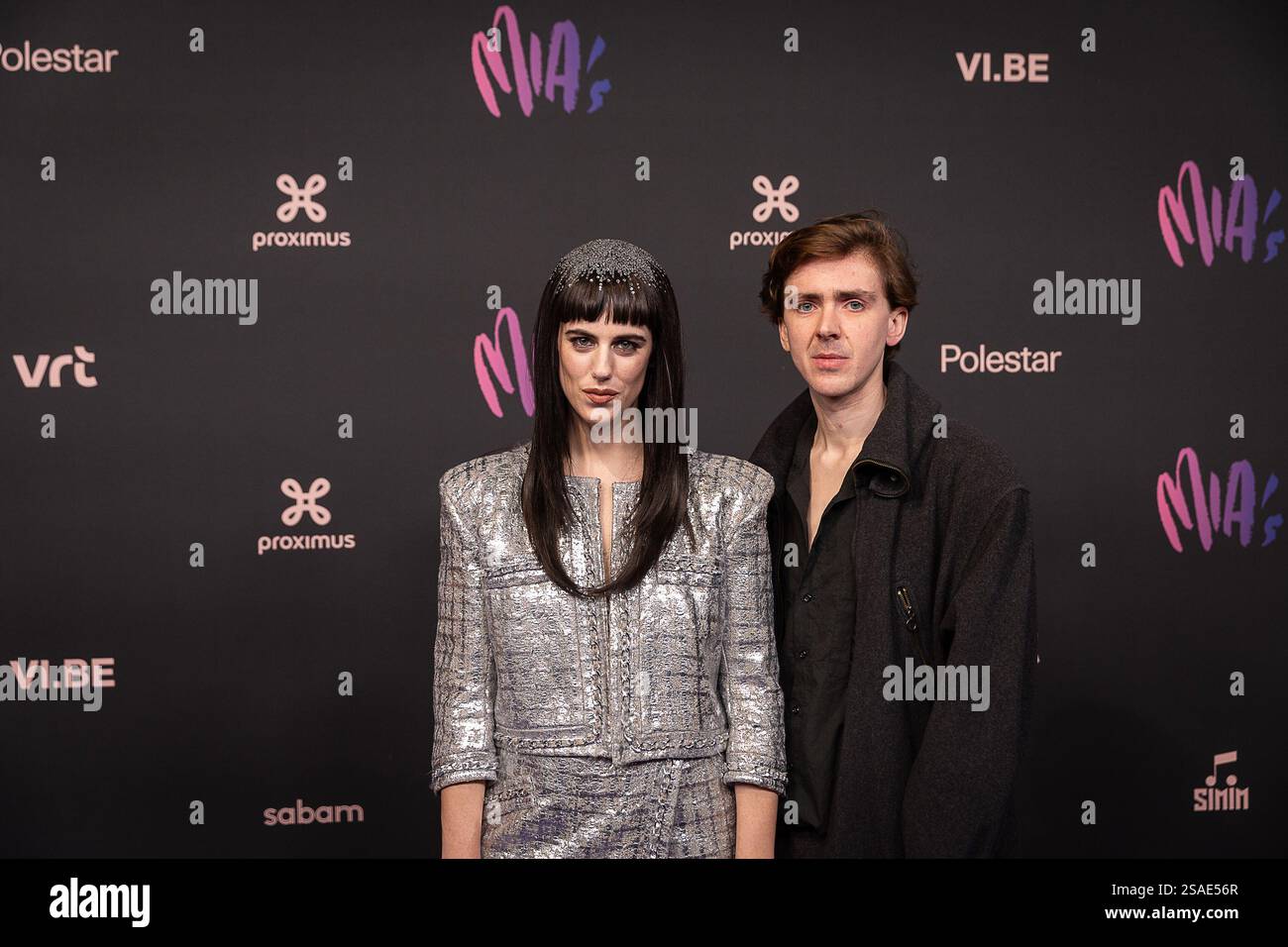 Singer Sylvie Kreusch and with boyfriend pictured during the 17th edition of the MIA's (Music ...