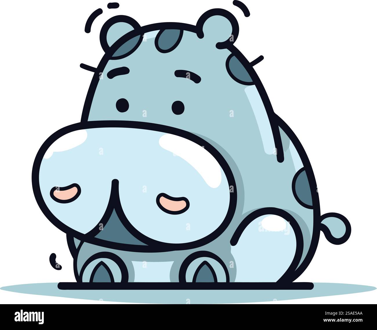 Cute hippopotamus. Vector illustration in flat cartoon style Stock ...