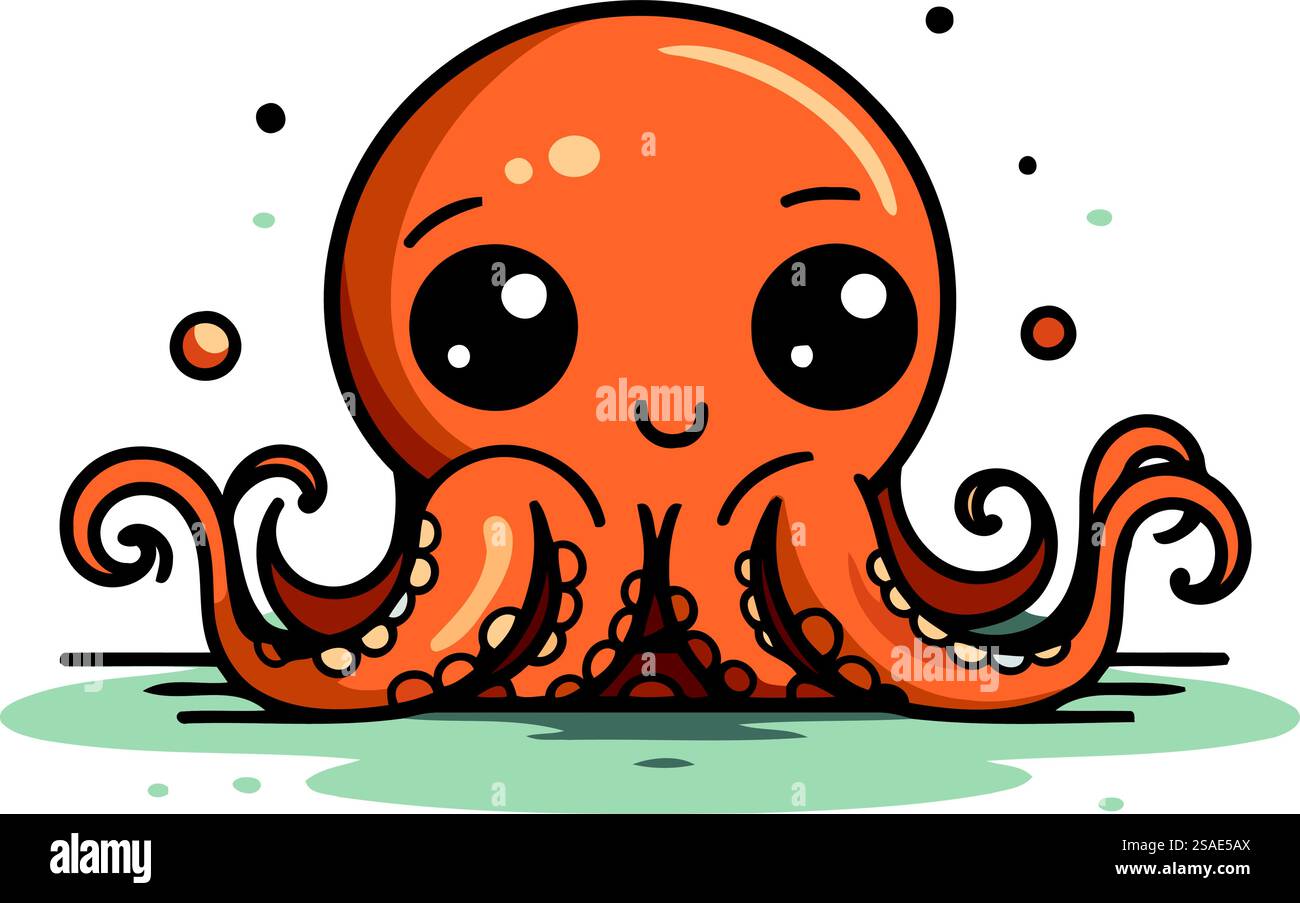 Cute cartoon octopus. Vector illustration isolated on white background ...